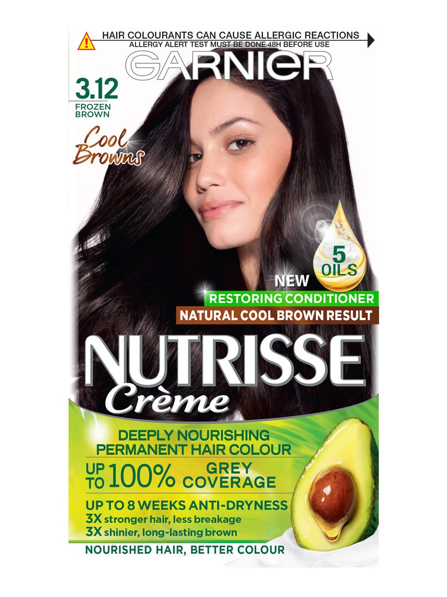 Garnier Nutrisse Creme Permanent Hair Dye Frozen Brown 3.12