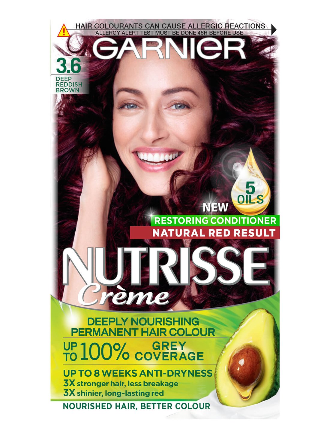 Garnier Nutrisse Creme Permanent Hair Dye Deep Reddish Brown 3.6