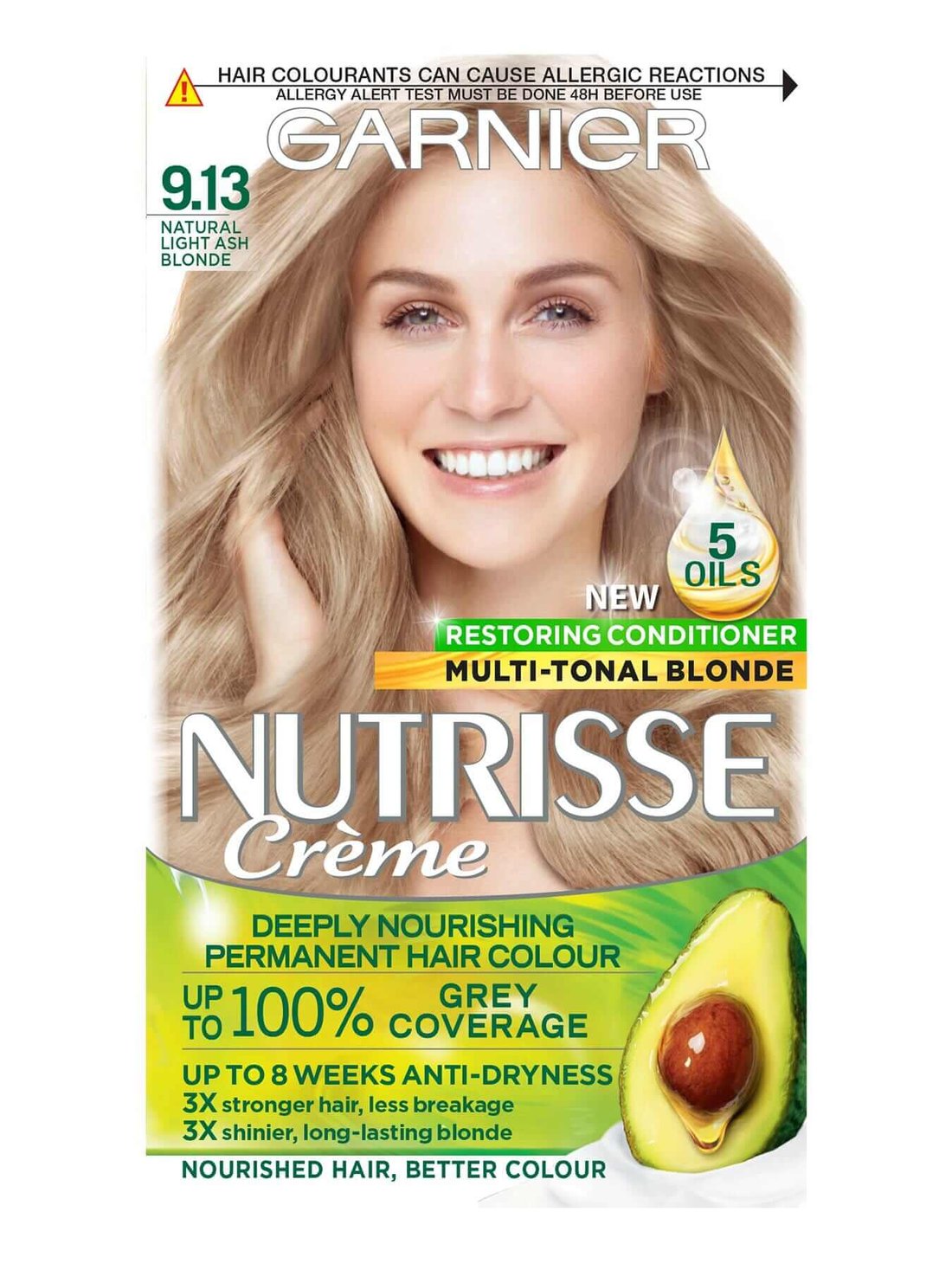 Garnier Nutrisse Creme Permanent Hair Dye Natural Light Ash Blonde 9.13