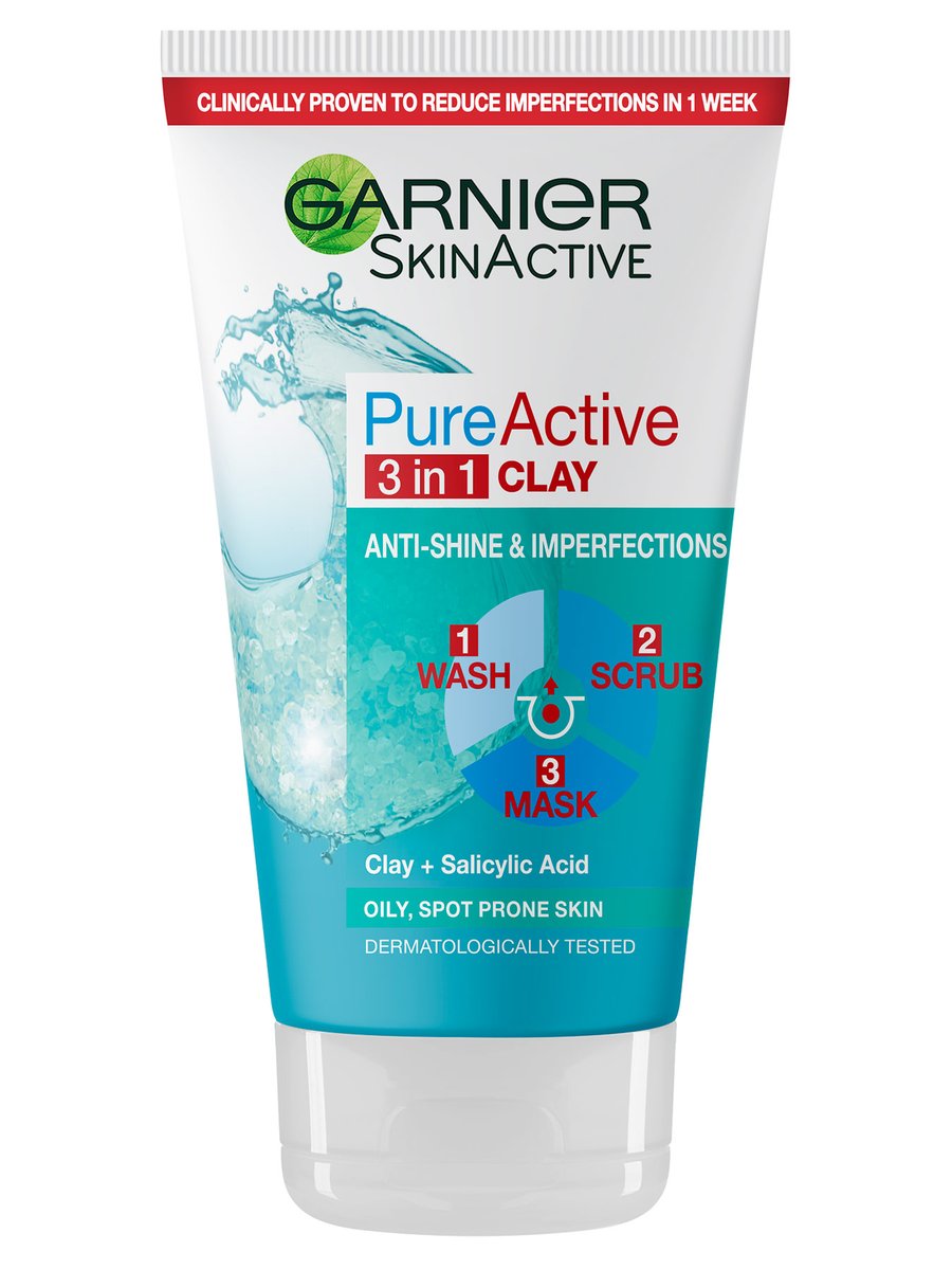 Garnier Pure Active 3-In-1 Wash, Scrub and Mask 150ml