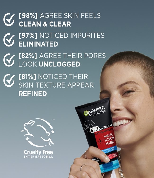 Pure Active Intensive Charcoal 3-in-1: Wash, Scrub, Mask | Garnier