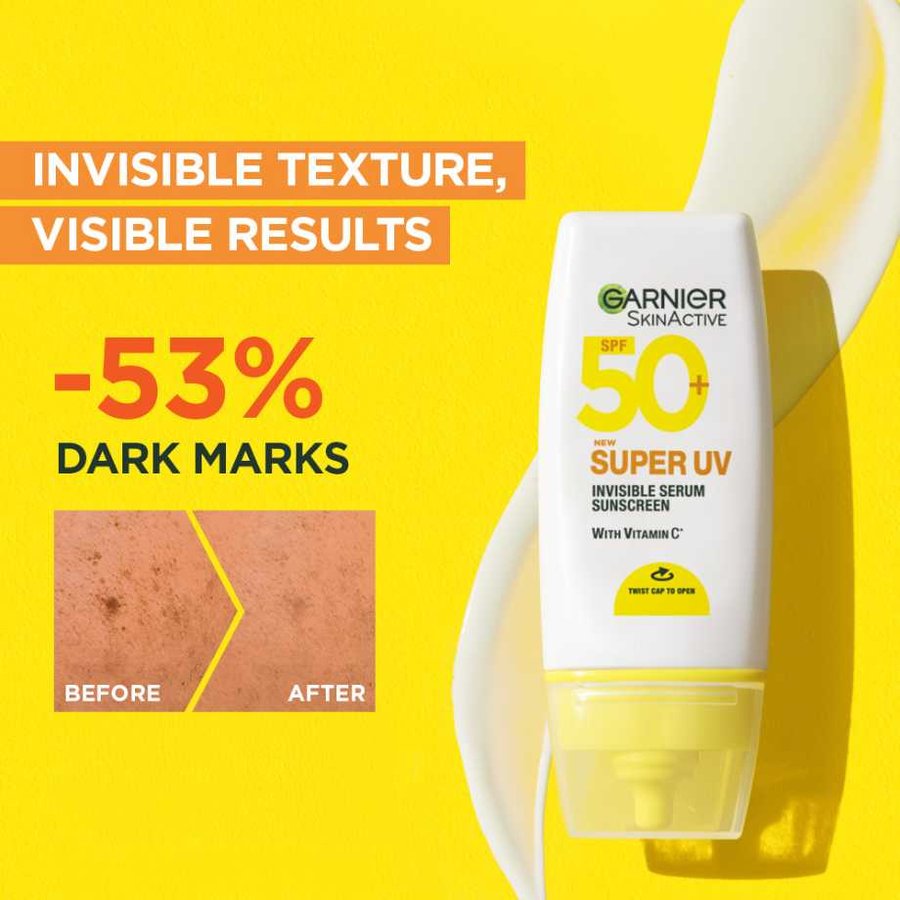 SuperUV Invisible Serum Sunscreen Vitamin C 30ml | Skin Active | Garnier